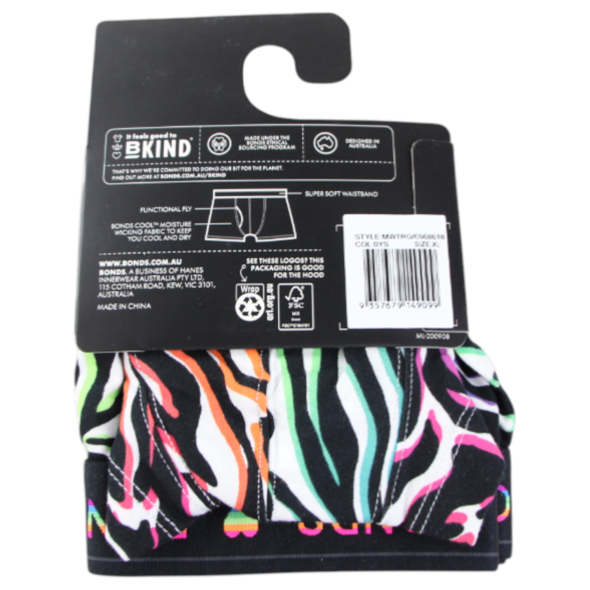 1 X Bonds Mens Guyfront Pride Trunks Underwear Undies Black Multi – Tie ...