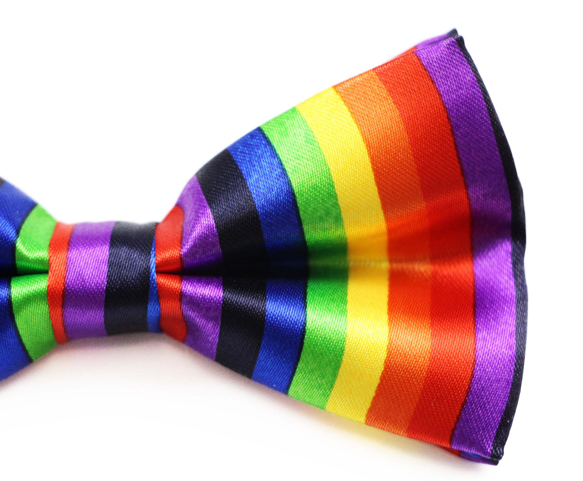 Mens Multicoloured Striped Patterned Rainbow Bow Tie – Tie Store Australia