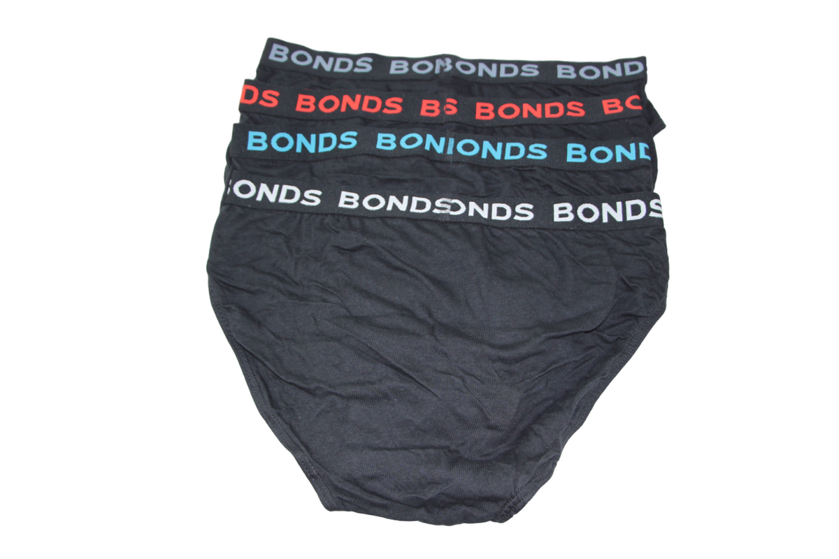 4 Pairs X Bonds Mens Hipster Briefs Black/Multicoloured Logo As1 – Tie ...
