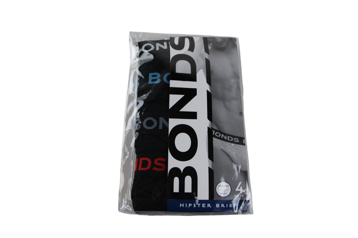 4 Pairs X Bonds Mens Hipster Briefs Black/Multicoloured Logo As1 – Tie ...