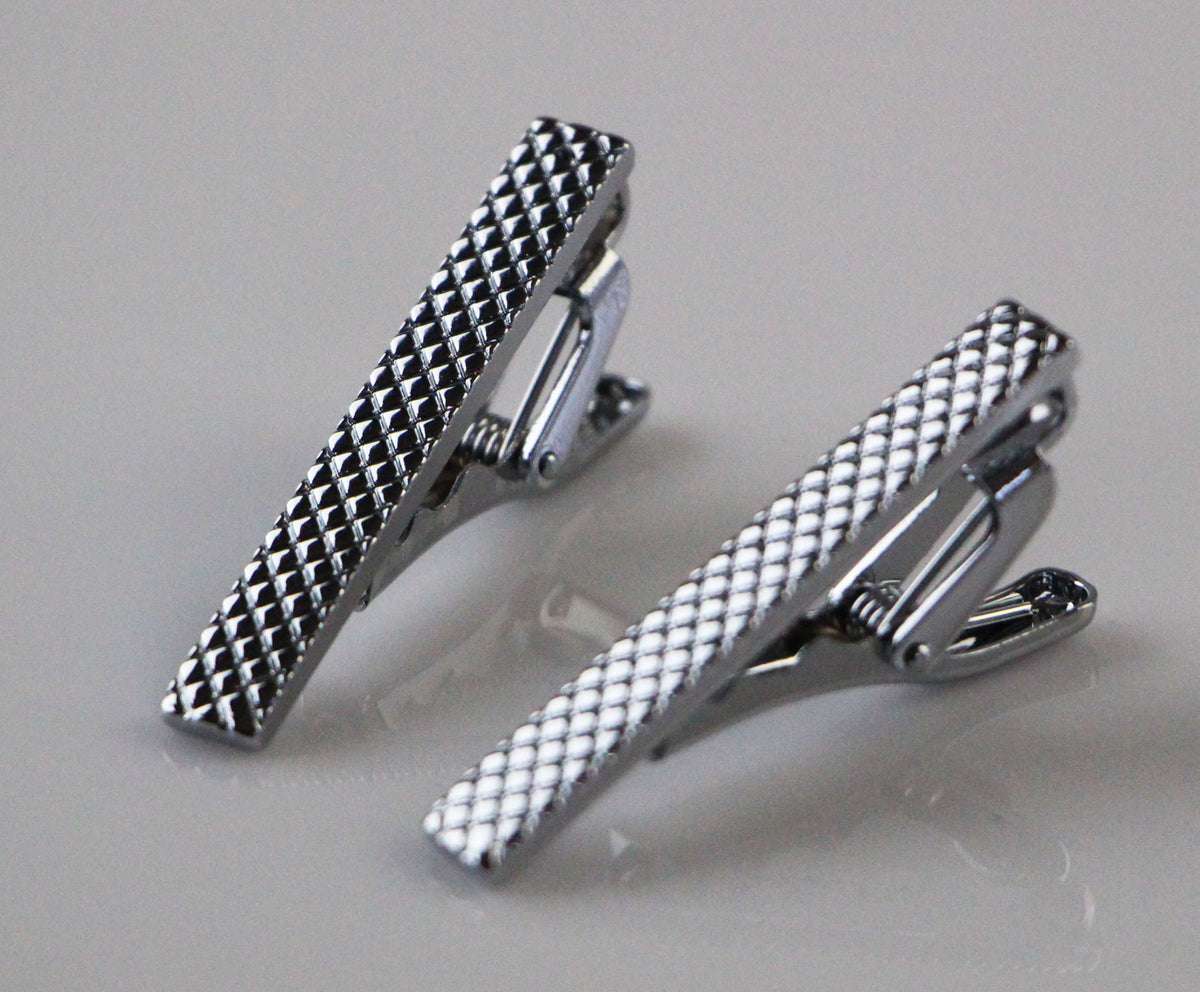 Mens Silver Diamond Tie Clip Clasp – Tie Store Australia