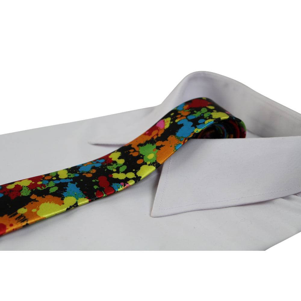 Mens Multicoloured Splash Lgbt Pride 5cm Skinny Neck Tie – Tie Store ...